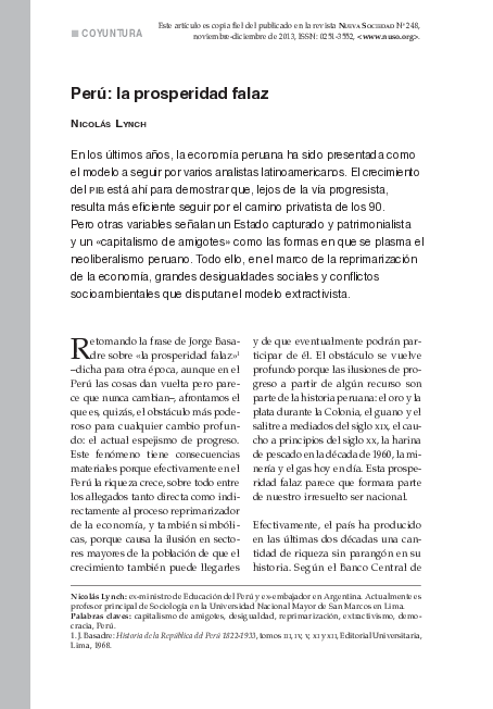 (PDF) Perú: la prosperidad falaz