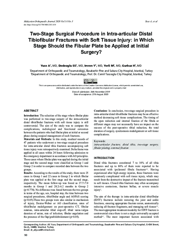(PDF) Two-Stage Surgical Procedure in Intra-articular Distal ...