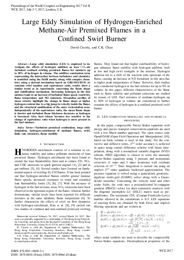 (PDF) Large-Eddy Simulation of a hydrogen enriched methane/air meso-scale combustor