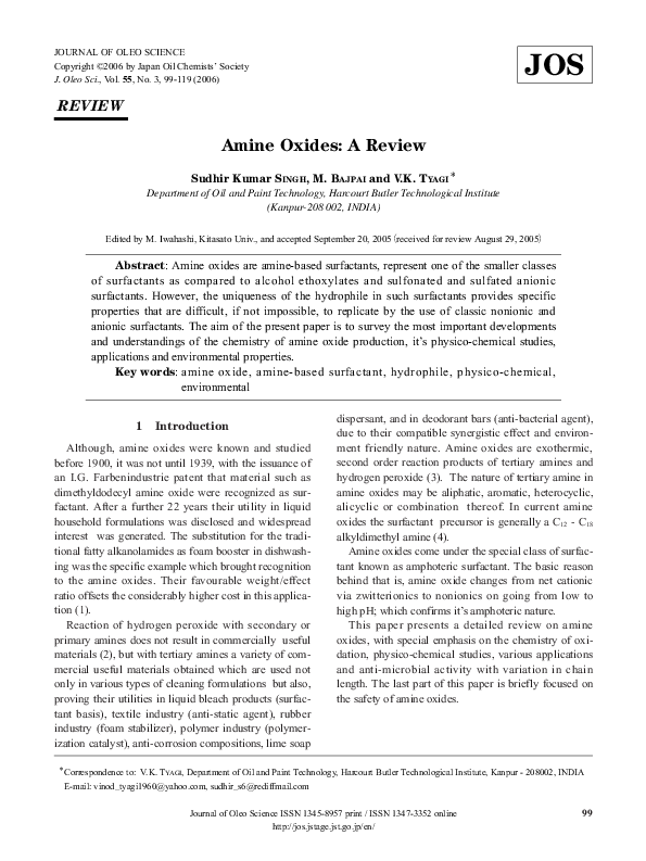 (PDF) Amine Oxides: A Review