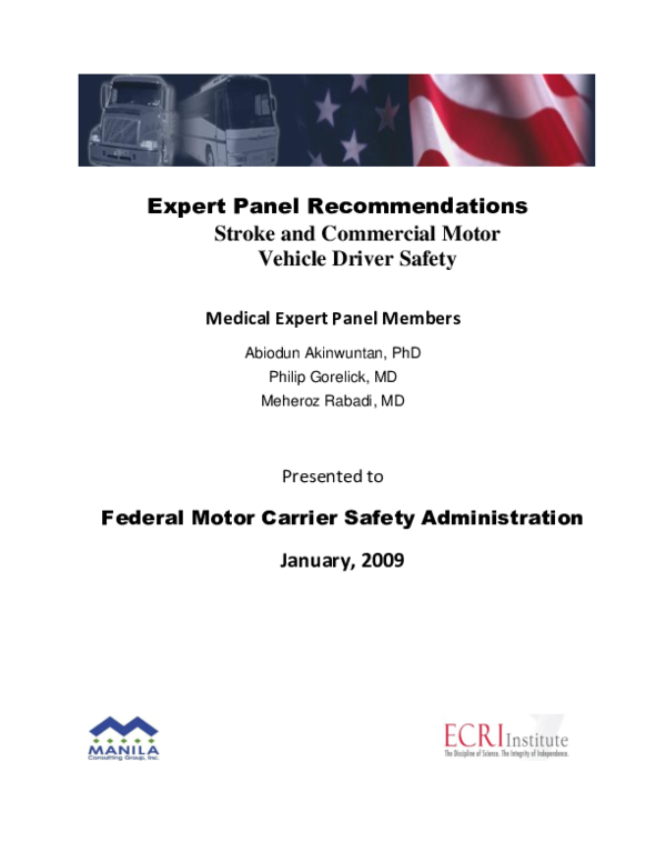 (PDF) Expert Panel Recommendations Stroke and Commercial Motor Vehicle ...