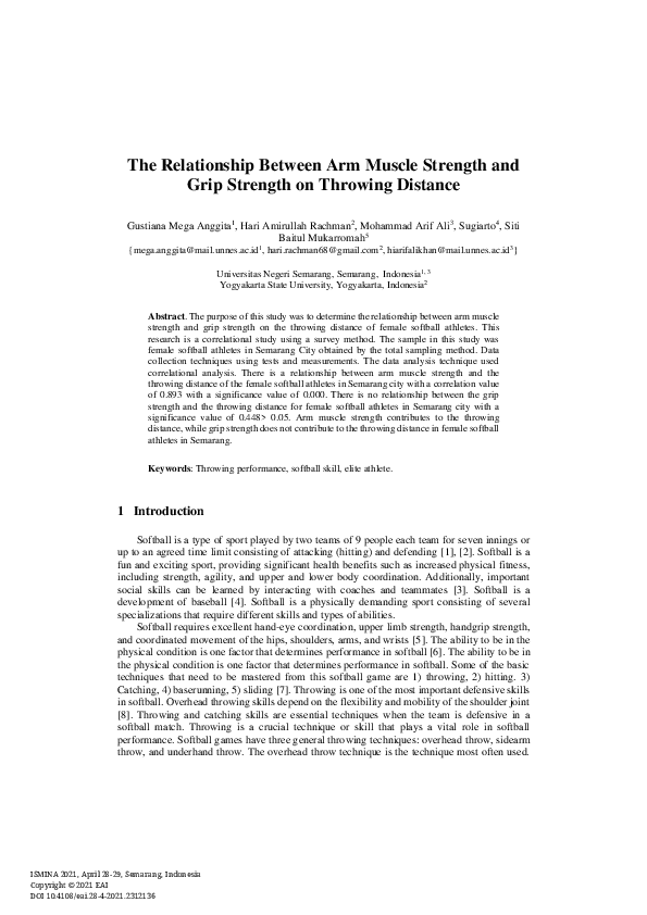 (PDF) The Relationship Between Arm Muscle Strength and Grip Strength on ...