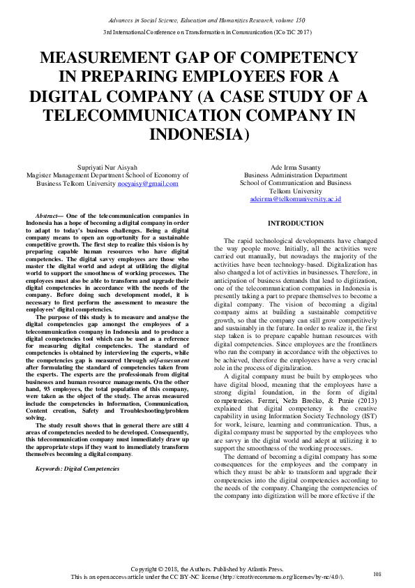 (PDF) Measurement Gap of Competency in Preparing Employees for Digital Company ( A Case Study of ...