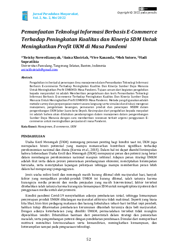 (PDF) Pemanfaatan Teknologi Informasi Berbasis E-Commerce Terhadap ...