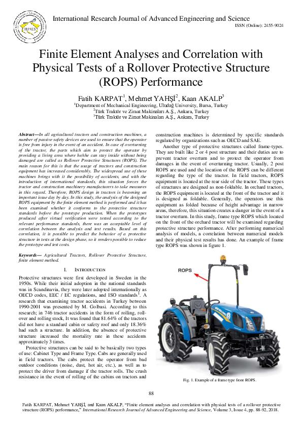 (PDF) Finite Element Analyses and Correlation with Physical Tests of a ...