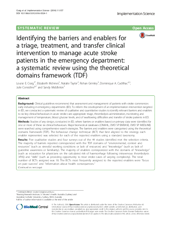 (PDF) Identifying the barriers and enablers for a triage, treatment ...