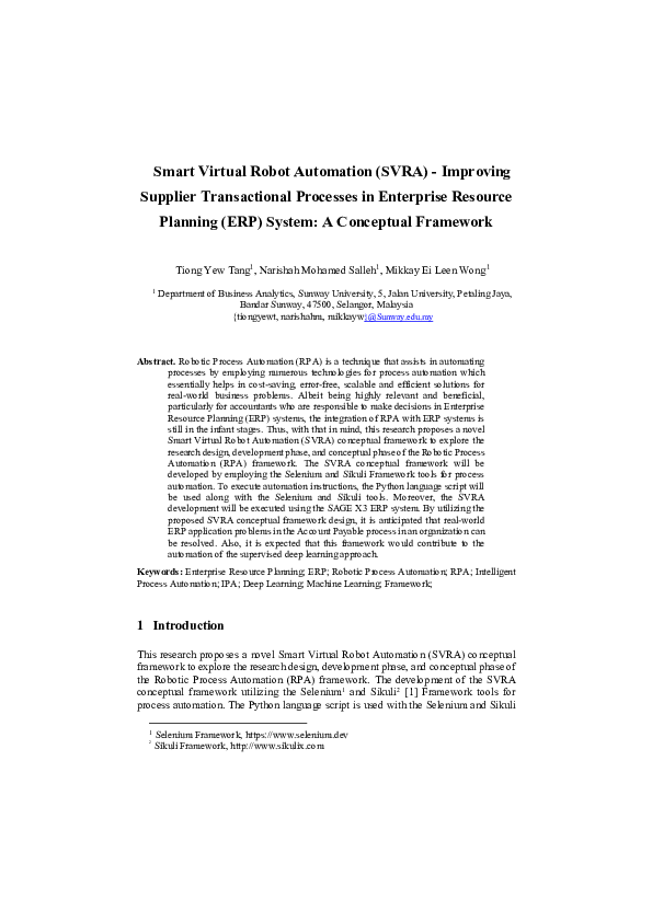 (PDF) Smart Virtual Robot Automation (SVRA) -Improving Supplier Transactional Processes in ...