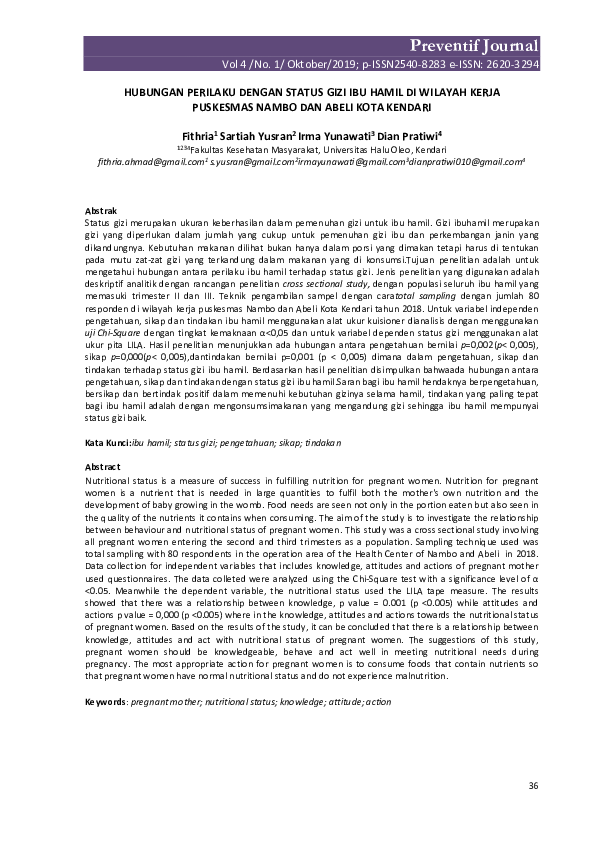 (PDF) Hubungan Perilaku Dengan Status Gizi Ibu Hamil DI Wilayah Kerja ...