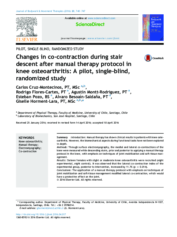 (PDF) Changes in co-contraction during stair descent after manual ...