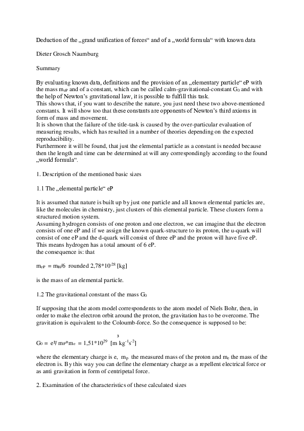 (PDF) Deduction of the "Grand Unification of Forces" and of a "World ...