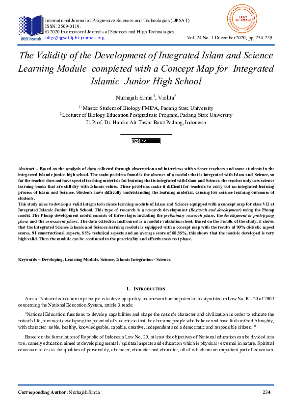 (PDF) The Validity of the Development of Integrated Islam and Science ...