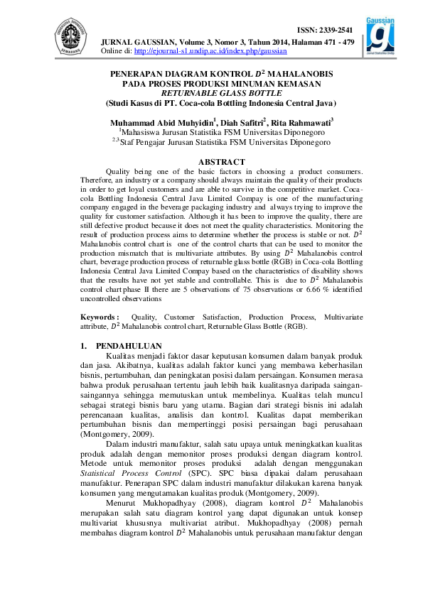 (PDF) PENERAPAN DIAGRAM KONTROL D^2 MAHALANOBIS PADA PROSES PRODUKSI ...