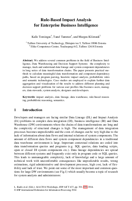 (PDF) Rule-Based Impact Analysis for Enterprise Business Intelligence