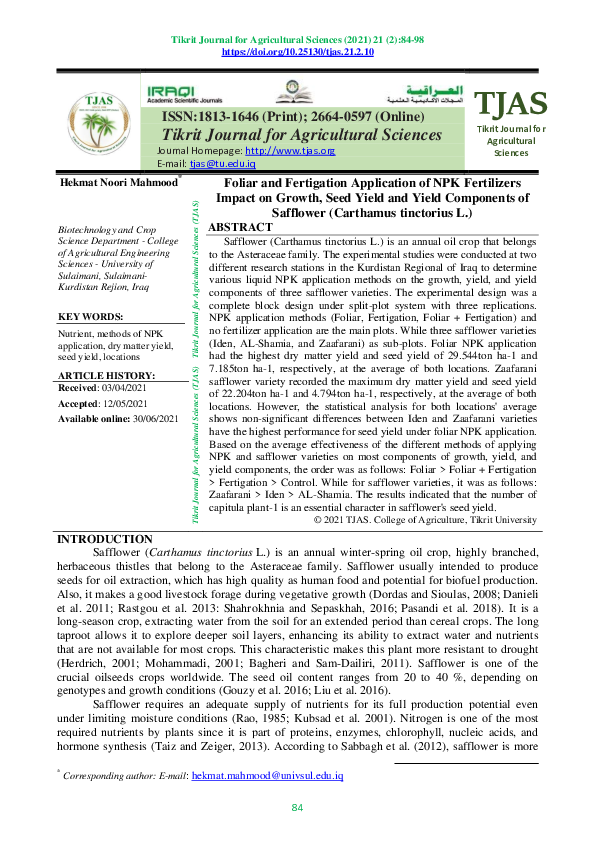 Pdf Foliar And Fertigation Application Of Npk Fertilizers Impact On