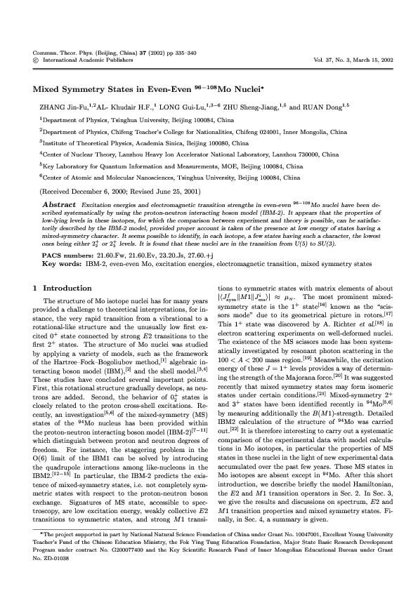 (PDF) Mixed Symmetry States in Even-Even 96;108 Mo Nuclei