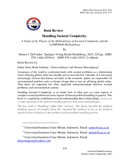 (PDF) Handling Societal Complexity: A Study of the Theory of the ...
