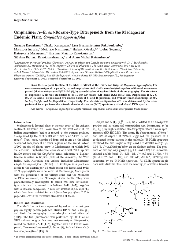 (PDF) Omphalines A–E: ent-Rosane-Type Diterpenoids from the Madagascar ...