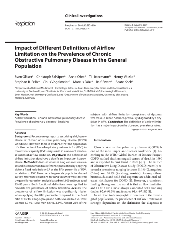 (PDF) Impact of different definitions of airflow limitation on the ...