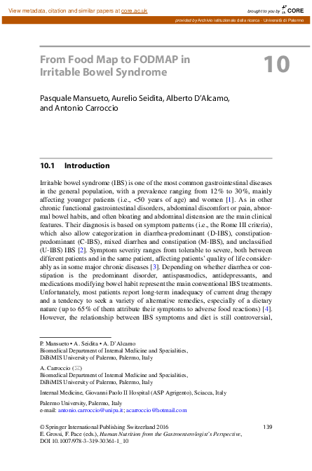 (PDF) From Food Map to FODMAP in Irritable Bowel Syndrome
