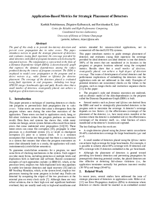 (PDF) Application-Based Metrics for Strategic Placement of Detectors