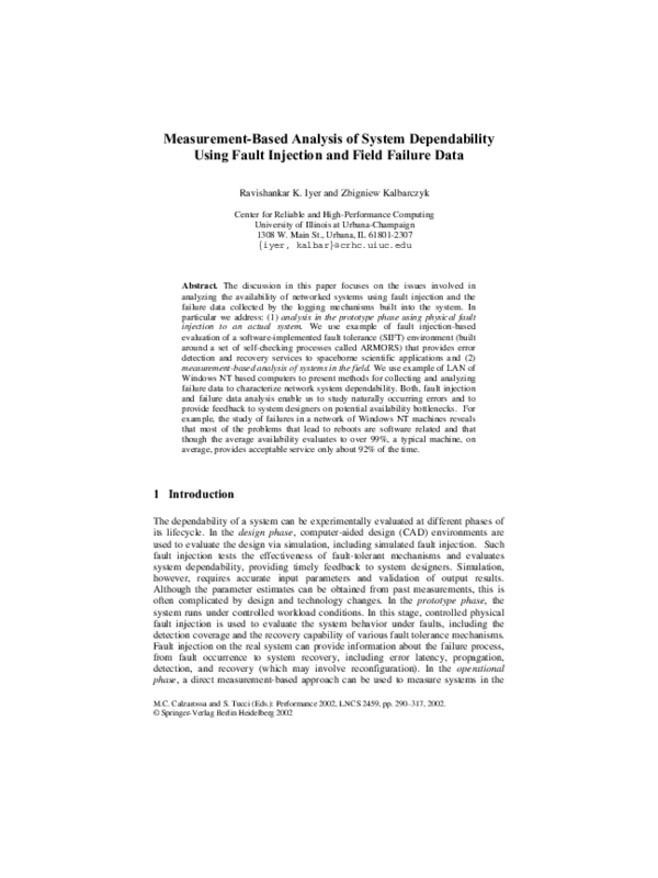 (PDF) Measurement-Based Analysis of System Dependability Using Fault Injection and Field Failure ...