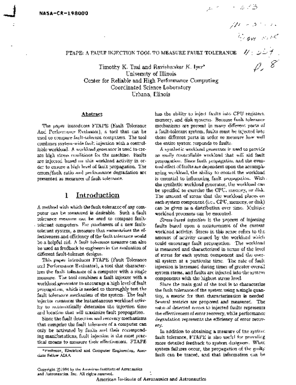 Pdf Ftape A Fault Injection Tool To Measure Fault Tolerance