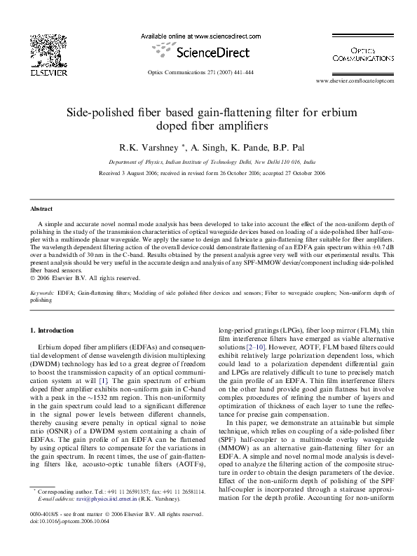 (PDF) Side-polished fiber based gain-flattening filter for erbium doped ...