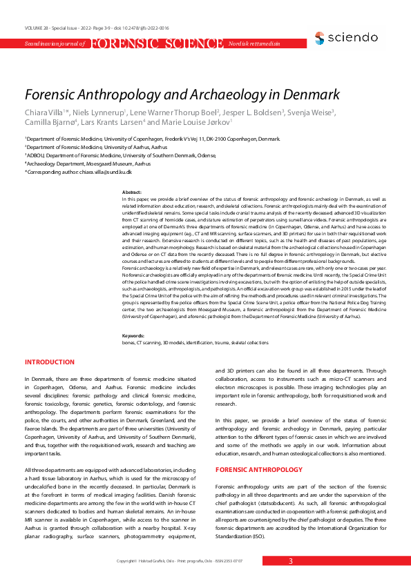(PDF) Forensic Anthropology and Archaeology in Denmark