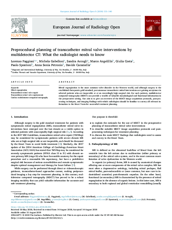 (PDF) Preprocedural planning of transcatheter mitral valve ...