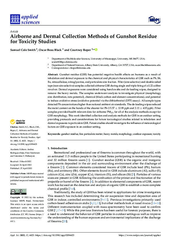 (PDF) Airborne and Dermal Collection Methods of Gunshot Residue for ...