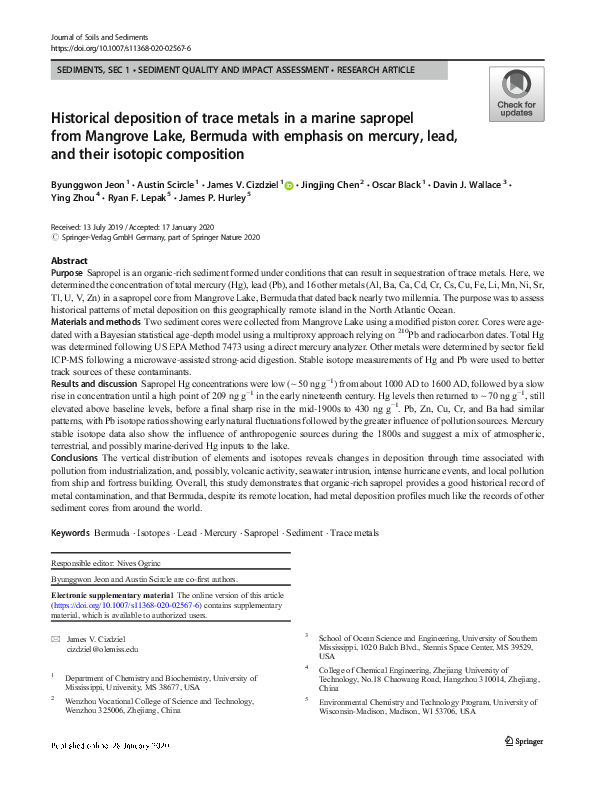 (PDF) Historical deposition of trace metals in a marine sapropel from ...