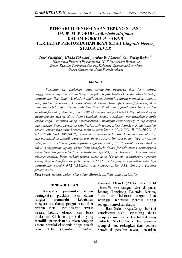 (PDF) PENGARUH PENGGUNAAN TEPUNG SILASE DAUN MENGKUDU (Morinda ...