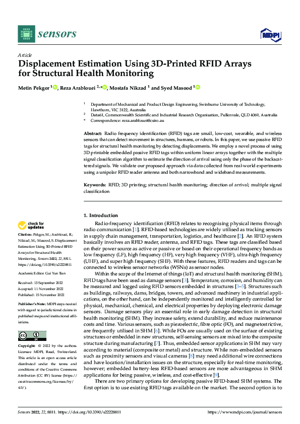 (PDF) Displacement Estimation Using 3D-Printed RFID Arrays for Structural Health Monitoring