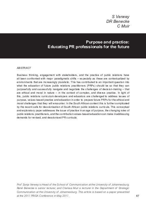 (PDF) Purpose and practice