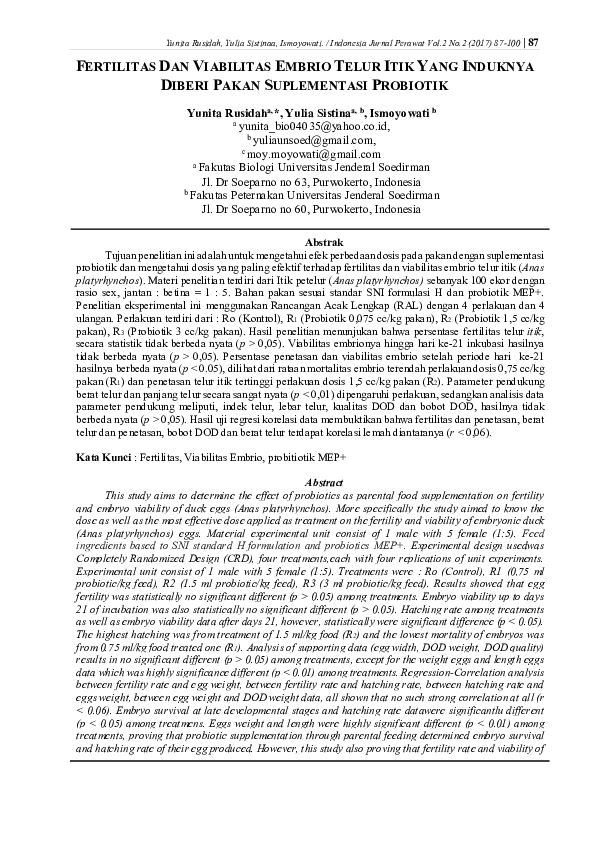 (PDF) Fertilitas Dan Viabilitas Embrio Telur Itik Yang Induknya Diberi ...