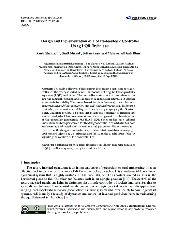 (PDF) Design and Implementation of a State-feedback Controller Using ...