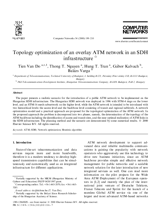 (PDF) Topology optimization of an overlay ATM network in an SDH infrastructure