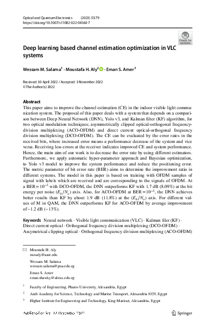 (PDF) Deep learning based channel estimation optimization in VLC systems