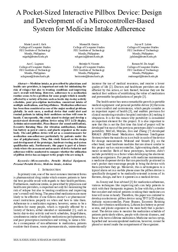 Pdf A Pocket Sized Interactive Pillbox Device Design And Development Of A Microcontroller