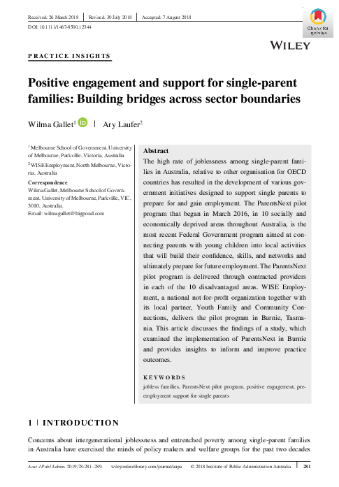 (PDF) Positive engagement and support for single-parent families ...