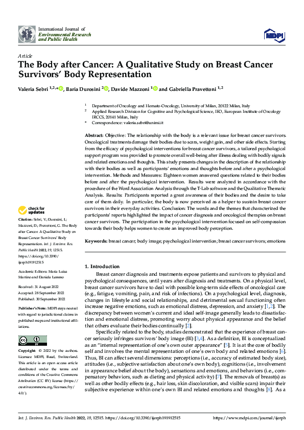 (PDF) The Body after Cancer: A Qualitative Study on Breast Cancer ...