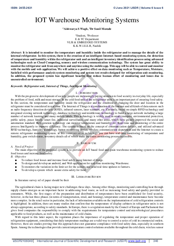 (PDF) IOT Warehouse Monitoring Systems