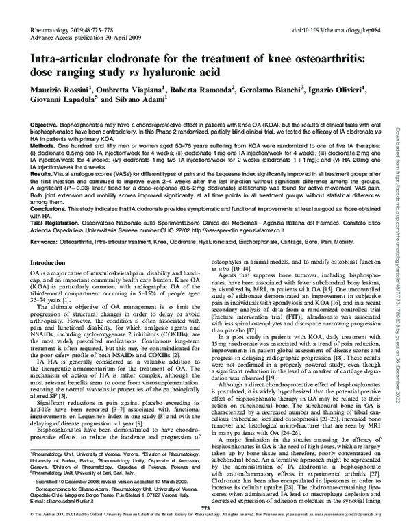 (PDF) Intra-articular clodronate for the treatment of knee ...