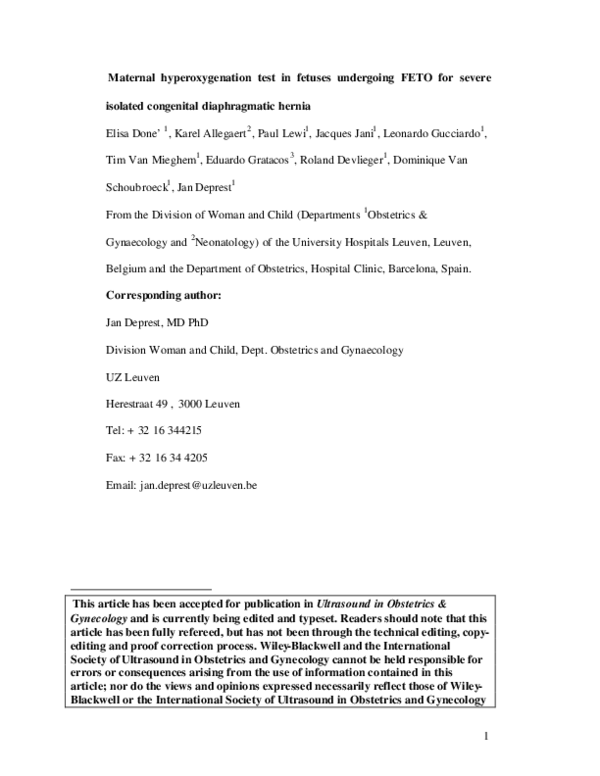 (PDF) Maternal hyperoxygenation test in fetuses undergoing FETO for ...