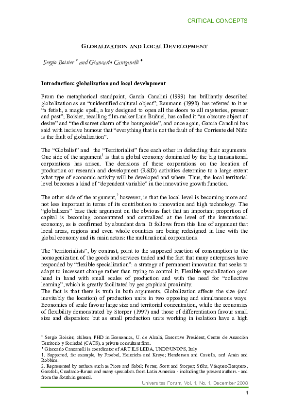 (PDF) Globalization and Local Development