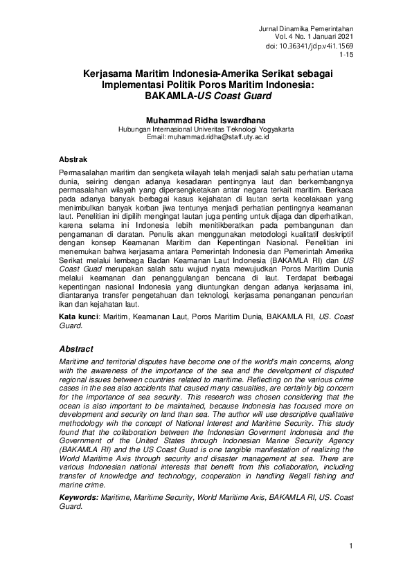 (PDF) Kerjasama Maritim Indonesia-Amerika Serikat sebagai Implementasi ...