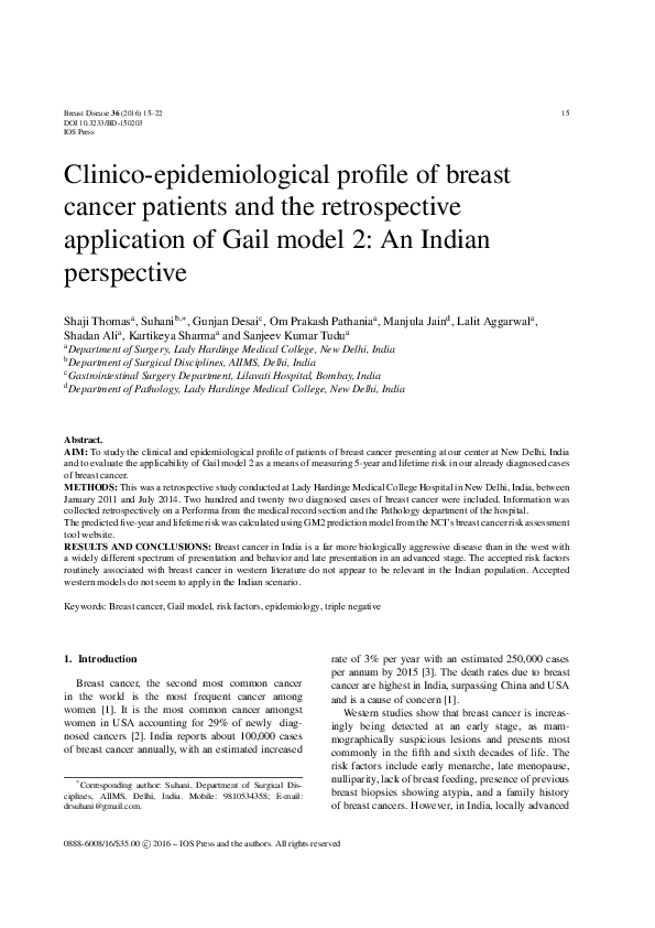 (PDF) Clinico-epidemiological profile of breast cancer patients and the ...