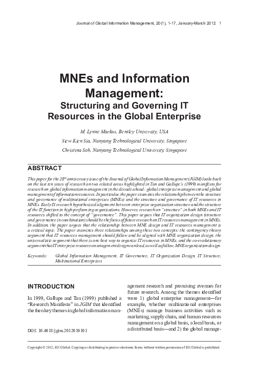 (PDF) MNEs and Information Management