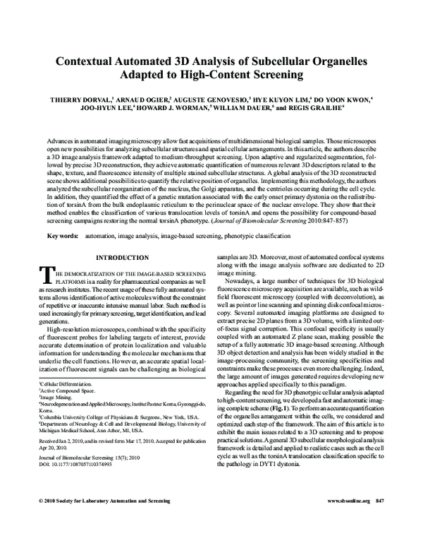 (PDF) Contextual Automated 3D Analysis of Subcellular Organelles Adapted to High-Content ...