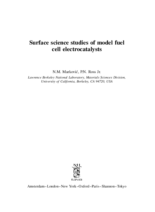 (PDF) Surface science studies of model fuel cell electrocatalysts